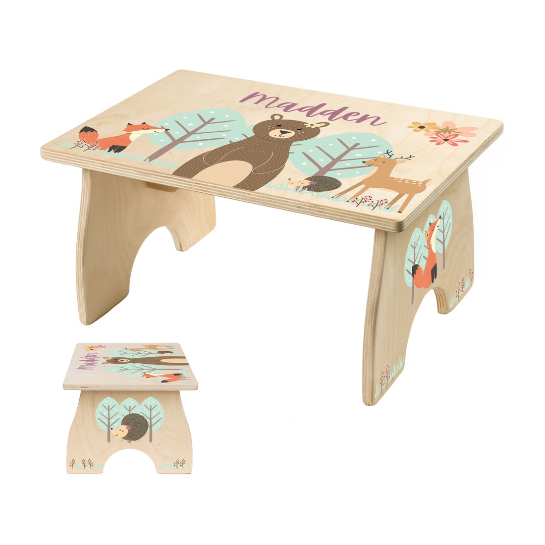 Woodland Toddler Step Stool, Step Stool for Girls, Easter Gift for Kids ...