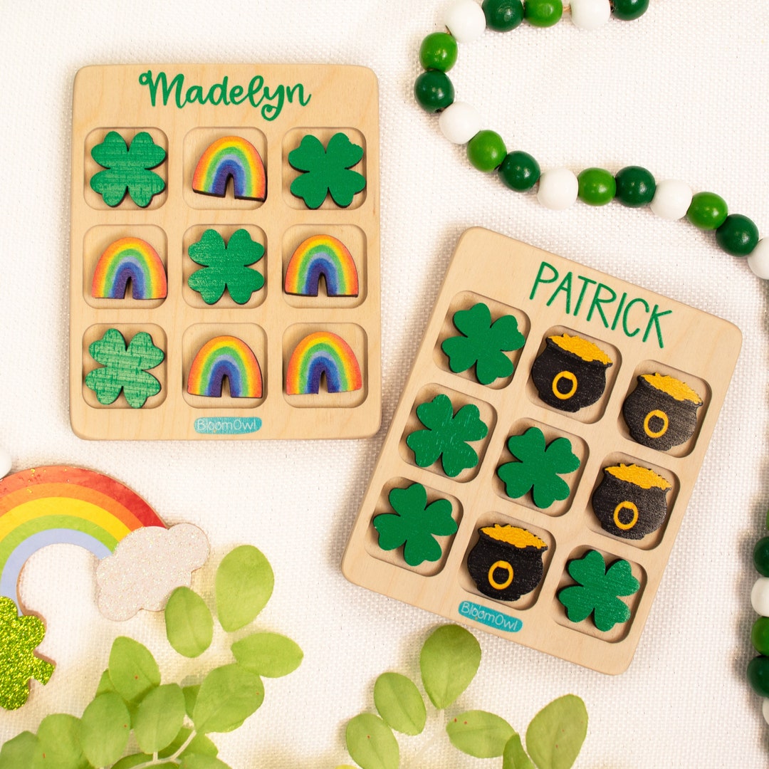 Tic Tac Toe St Patricks Day Gifts for Kids, St Pattys Day, Wooden Kids ...