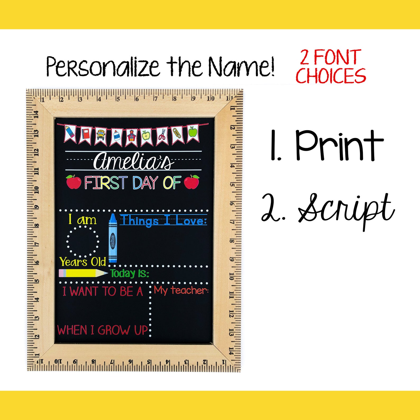 First Day of School Sign First Day of Kindergarten Sign 1st - Etsy