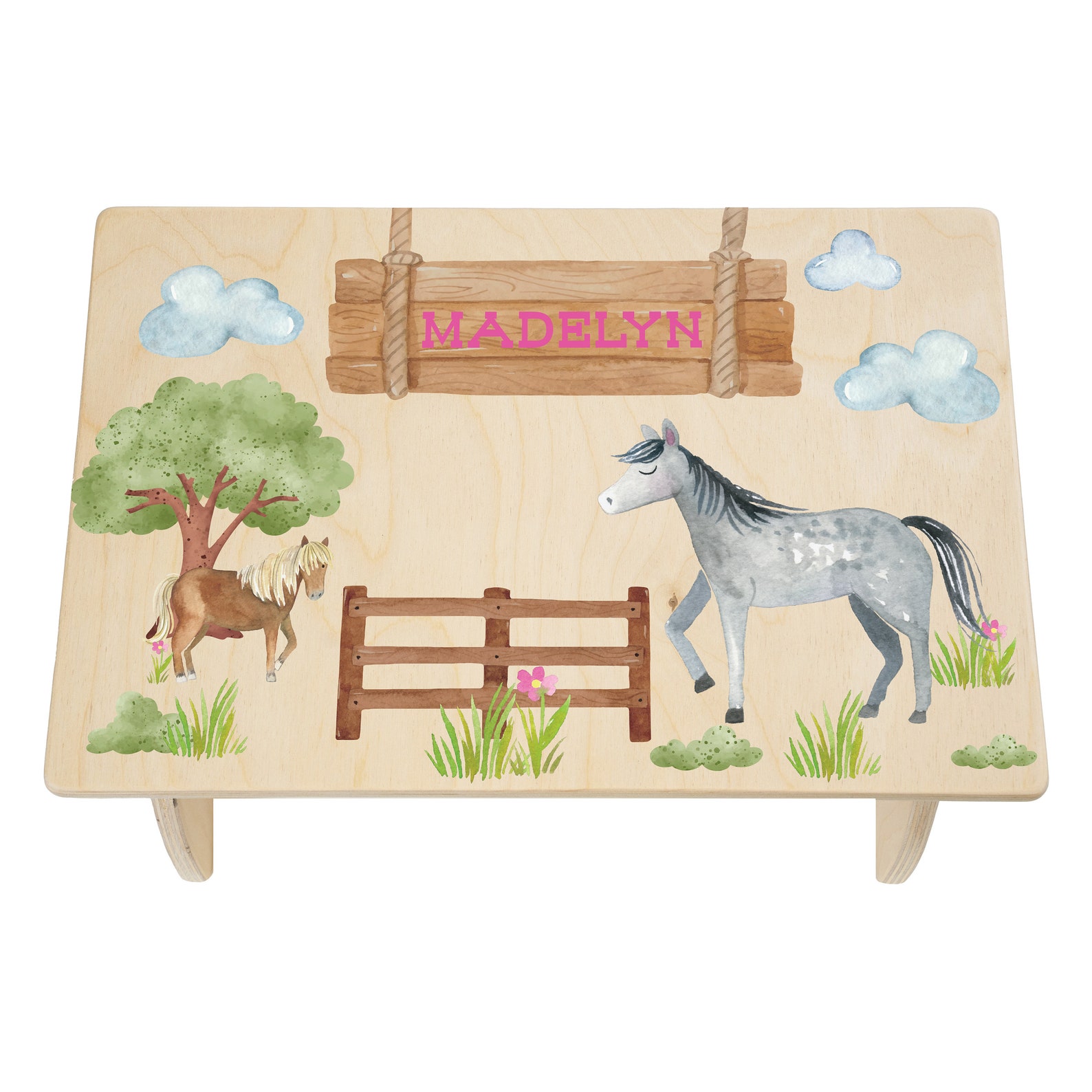 Horse Toddler Step Stool, Step Stool for Kids, Woodland Step Stool ...