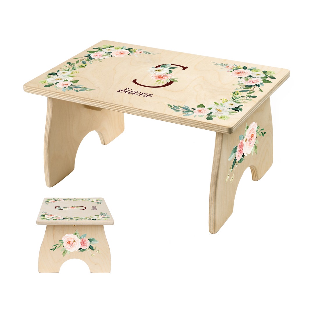 Floral Step Stool for Kids, Toddler Step Stool, Personalized Bathroom ...