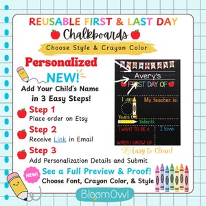 Personalized Last Day of School Chalkboard, Last Day of School Sign ...