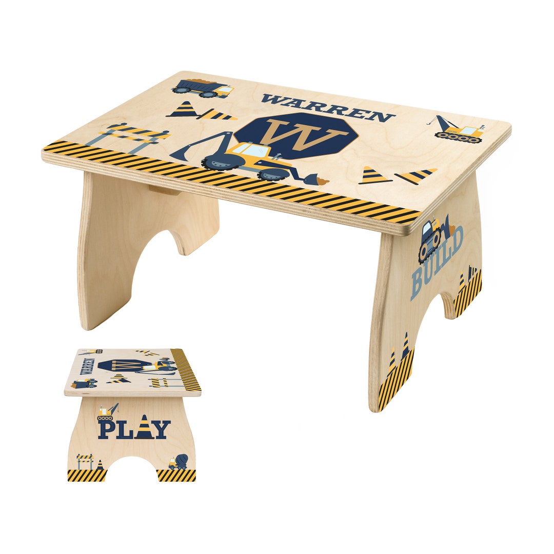 Toddler Step Stool, Construction Step Stool for Kids, Personalized ...