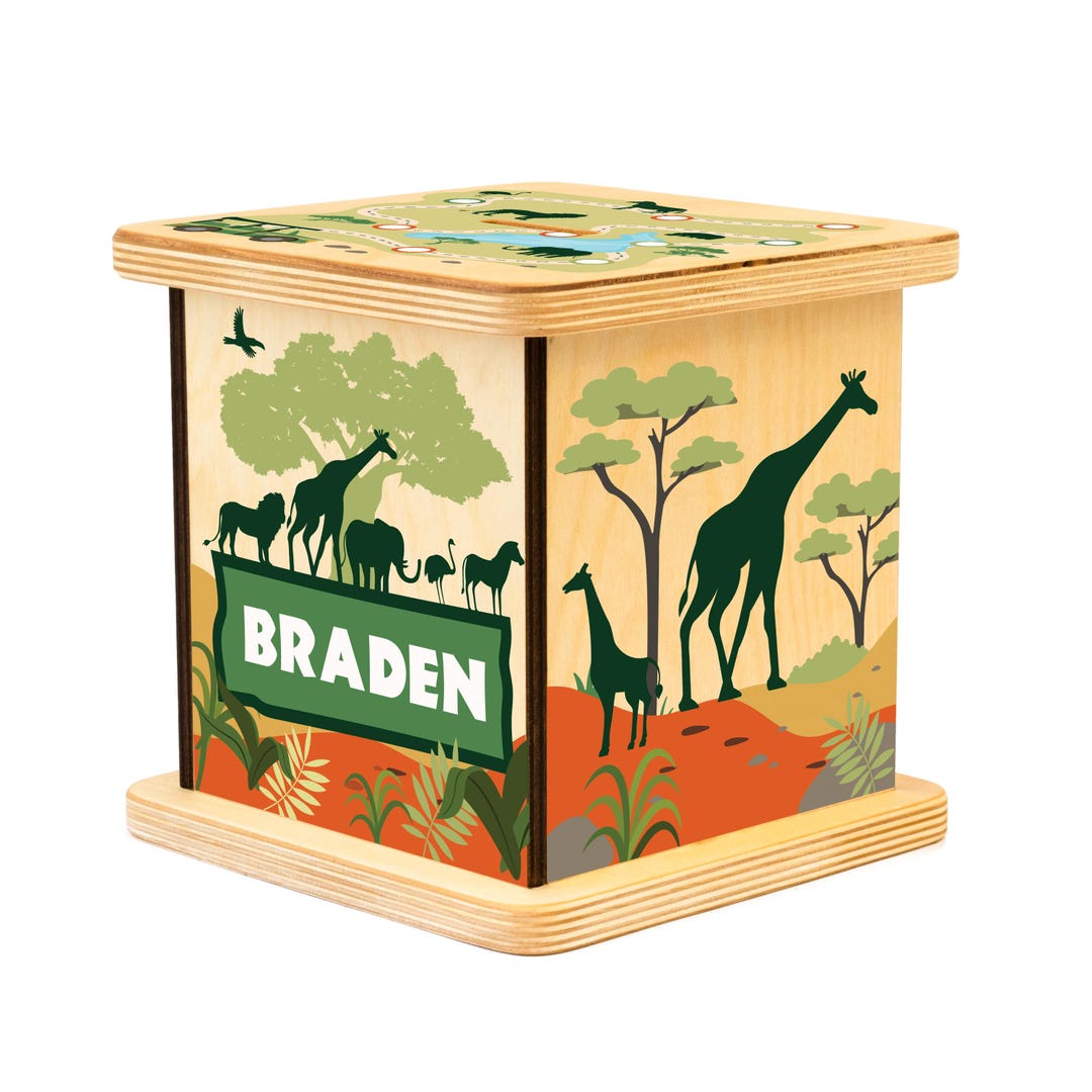 Animal Safari Piggy Bank for Kids, Personalized Gift, Jungle Piggy Bank ...