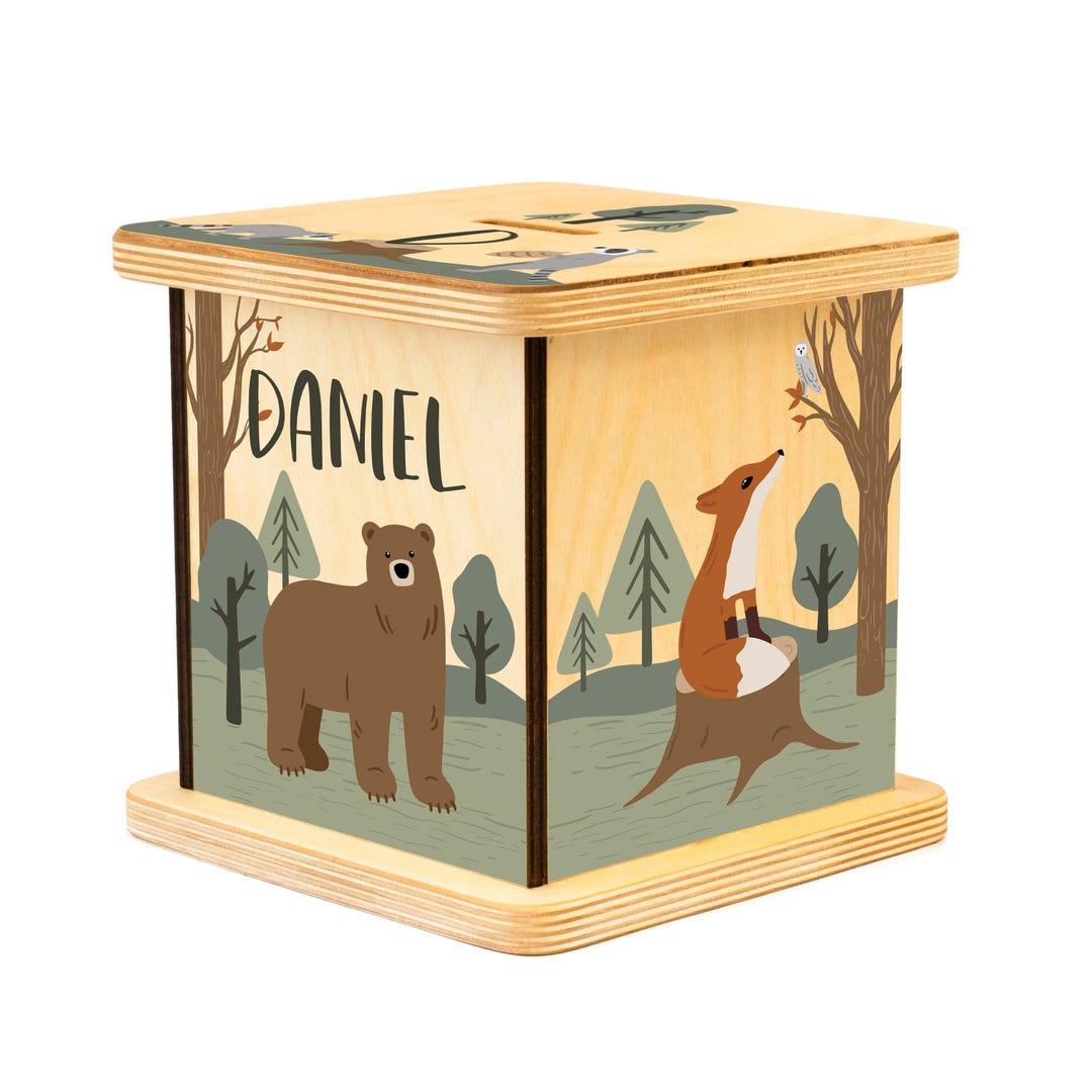 Wooden Piggy Bank, Easter Gifts for Kids, Personalized Gift, Woodland ...