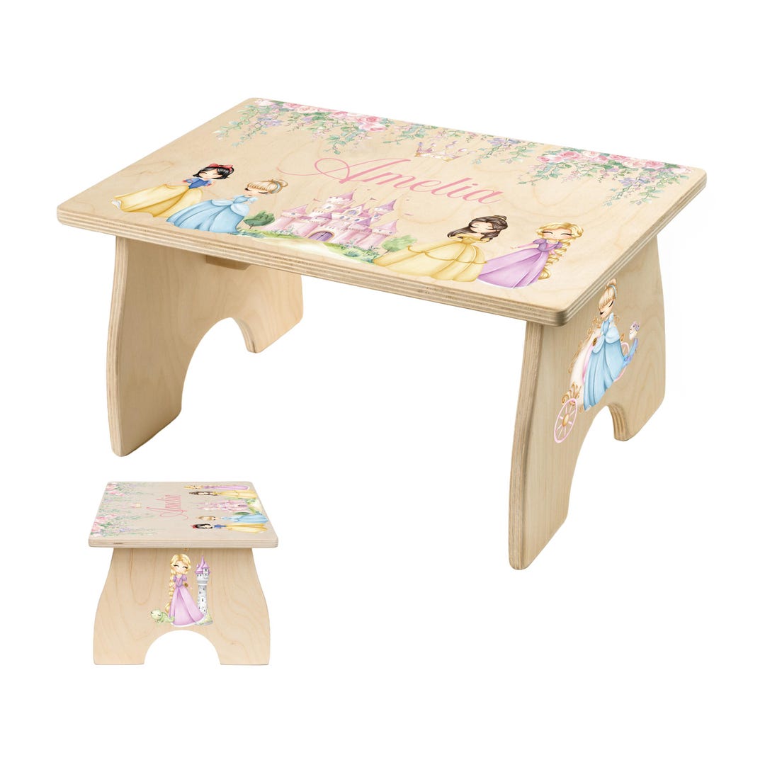 Princess Step Stool for Kids, Fairytale Toddler Step Stool, Wooden ...