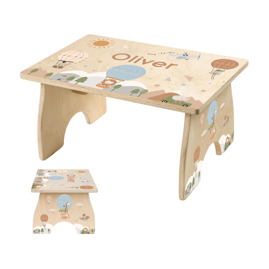 Traveler Balloon Step Stool for Kids, Animal Toddler Step Stool, Wooden ...