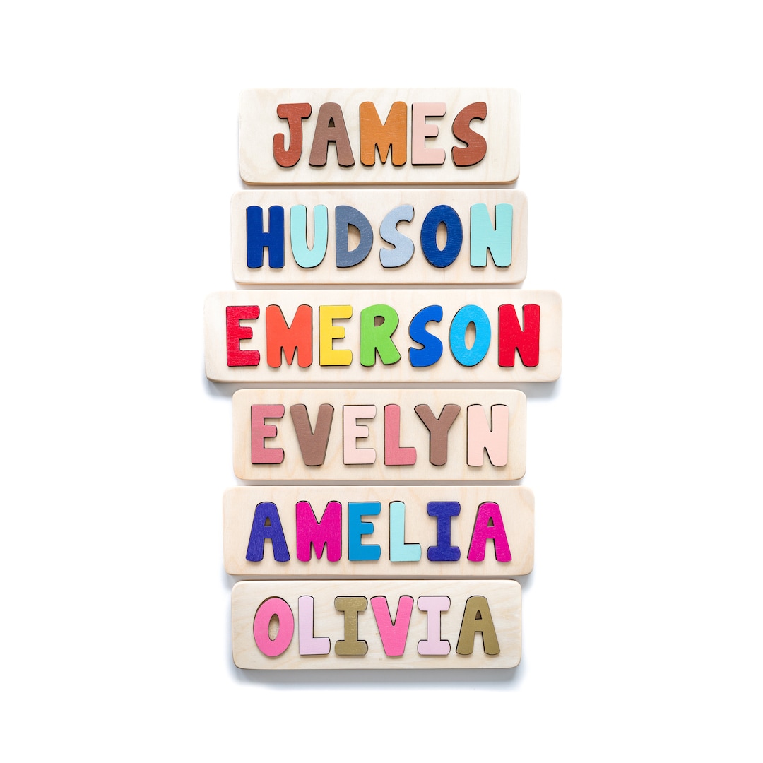 Wooden Name Puzzle, Christmas Gift for Kids, Name Puzzles for Toddlers ...