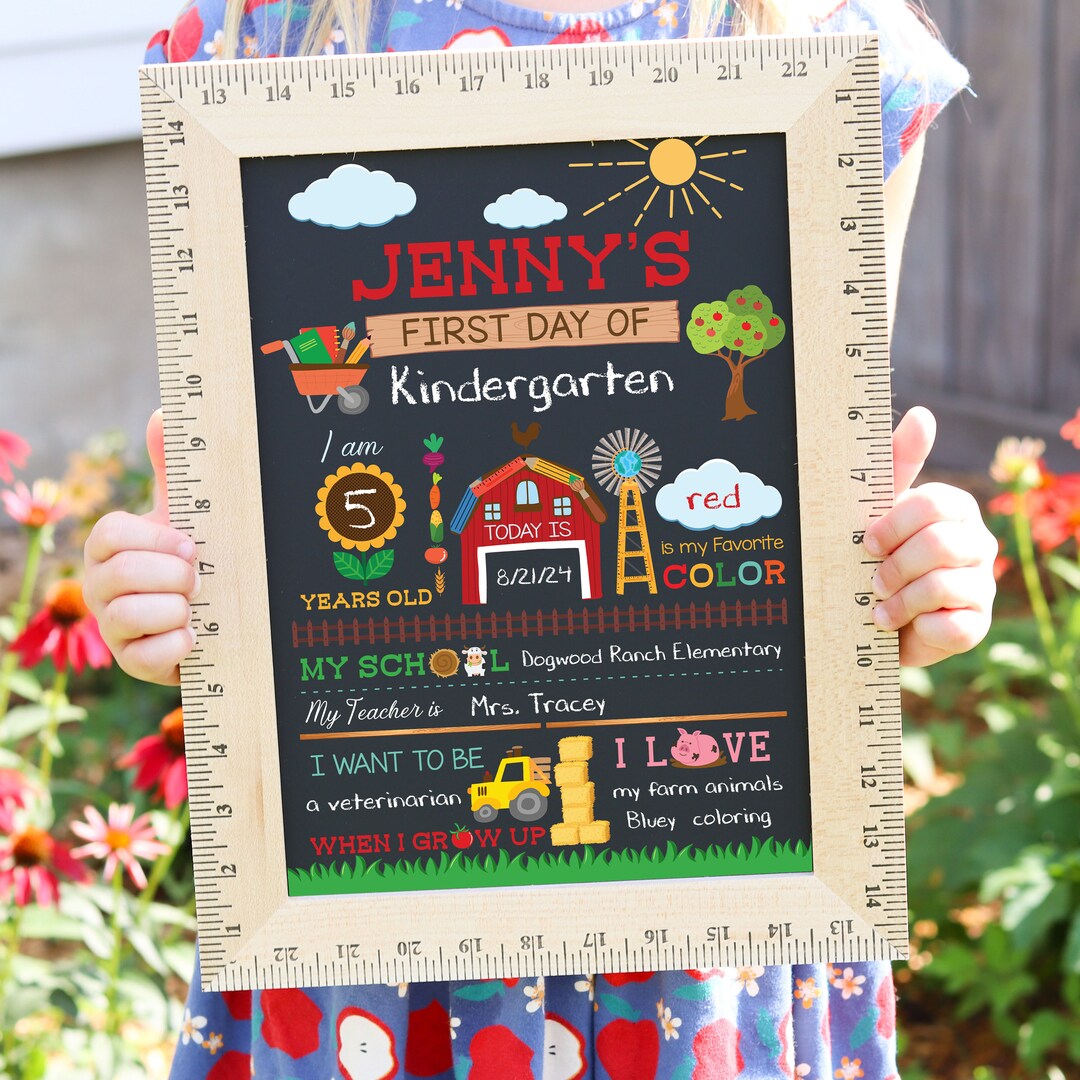First Day of School Sign, Back to School Chalkboard, Reusable 1st Day ...