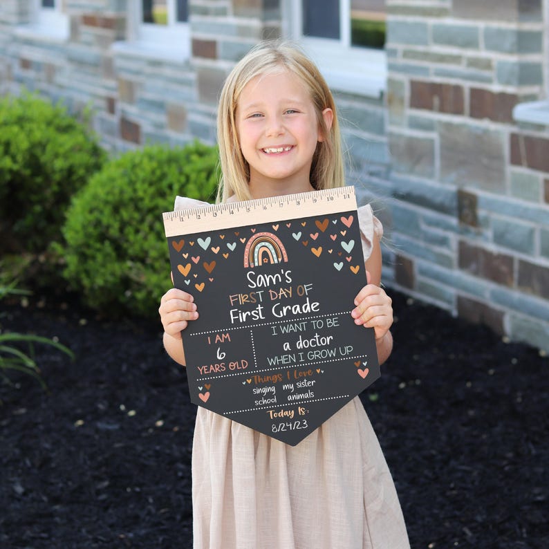 First Day of School Sign, Back to School Chalkboard, Reusable 1st Day ...