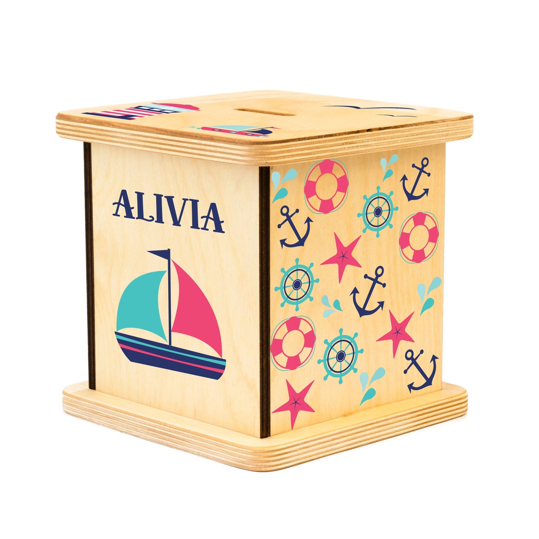 Nautical Piggy Bank, Nautical Nursery for Girls, Nautical Baby Shower ...