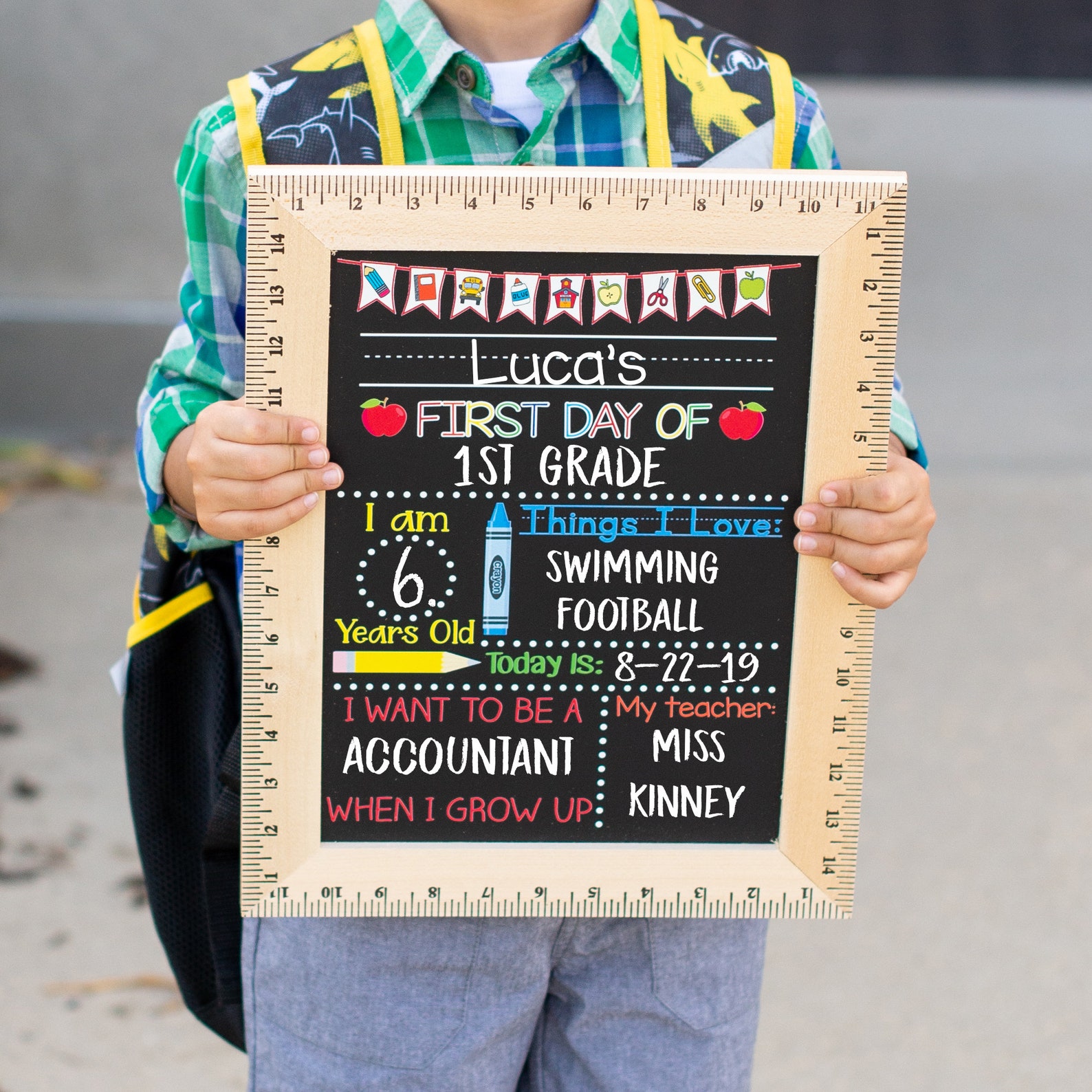 First Day of School Sign, First Day of Kindergarten Sign, 1st Day of ...