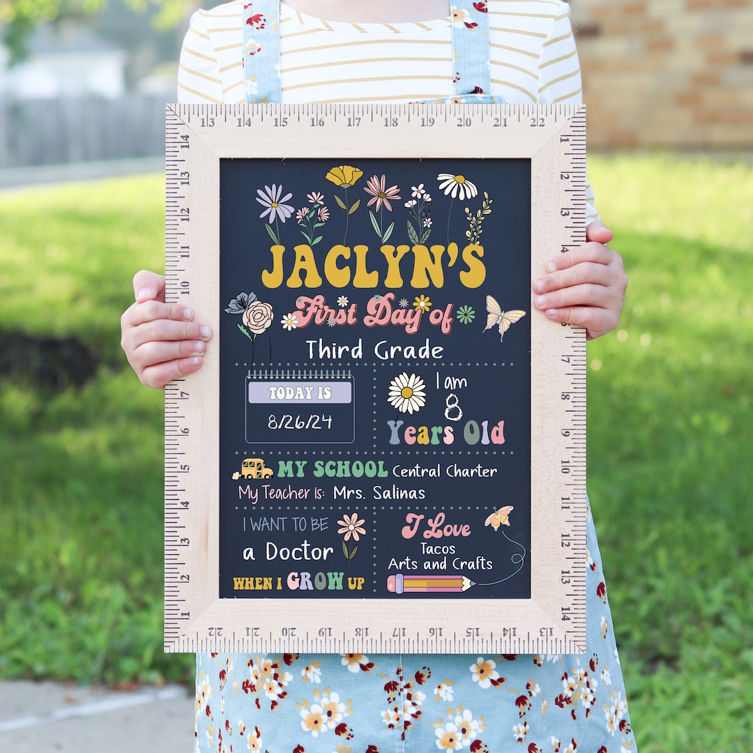 First Day of School Sign, Back to School Chalkboard, Reusable 1st Day ...