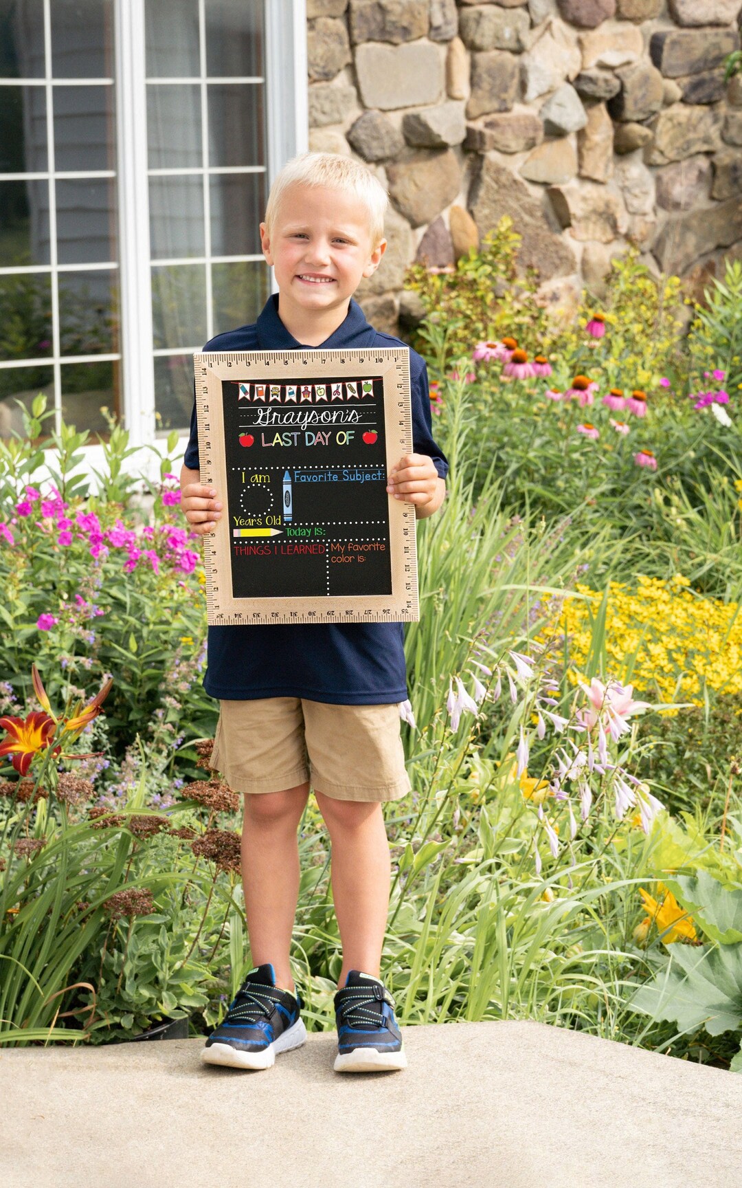 Last Day of School Ruler Chalkboard, Personalized School Sign, for ...