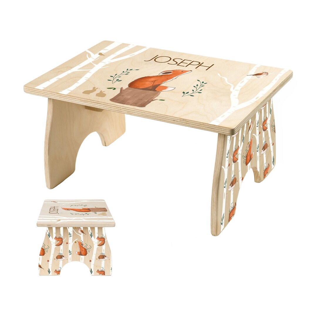 Fox Step Stool for Kids, Toddler Step Stool, Personalized Childrens ...