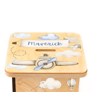 Airplane Piggy Bank for Kids, Personalized Gift, Wooden Bank for Boy ...