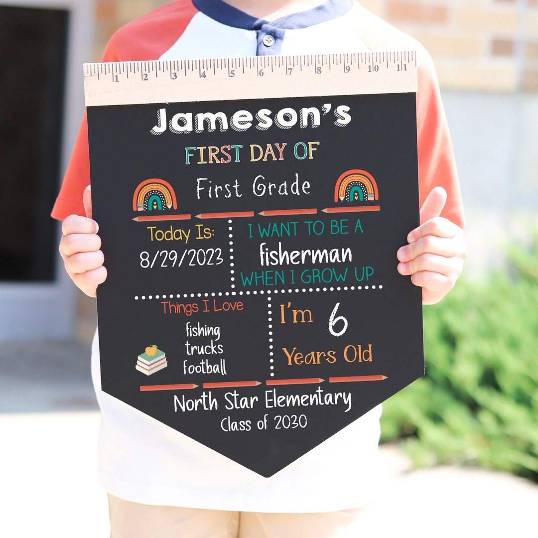 Back to School Chalkboard, First Day of School Sign, Reusable 1st Day ...