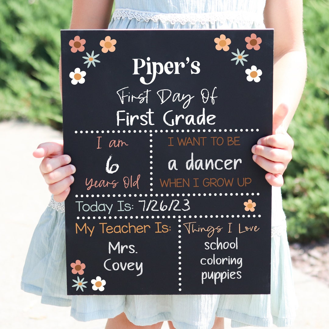 First Day of School Sign, Back to School Chalkboard, Reusable 1st Day ...