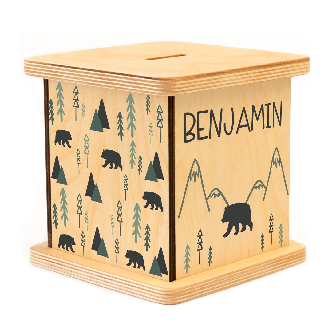 Bear and Mountain Piggy Bank, Personalized Woodland Bank, Easter Gifts ...