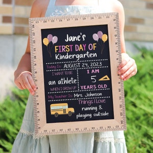 Back to School Chalkboard, First Day of School Sign, Reusable 1st Day ...