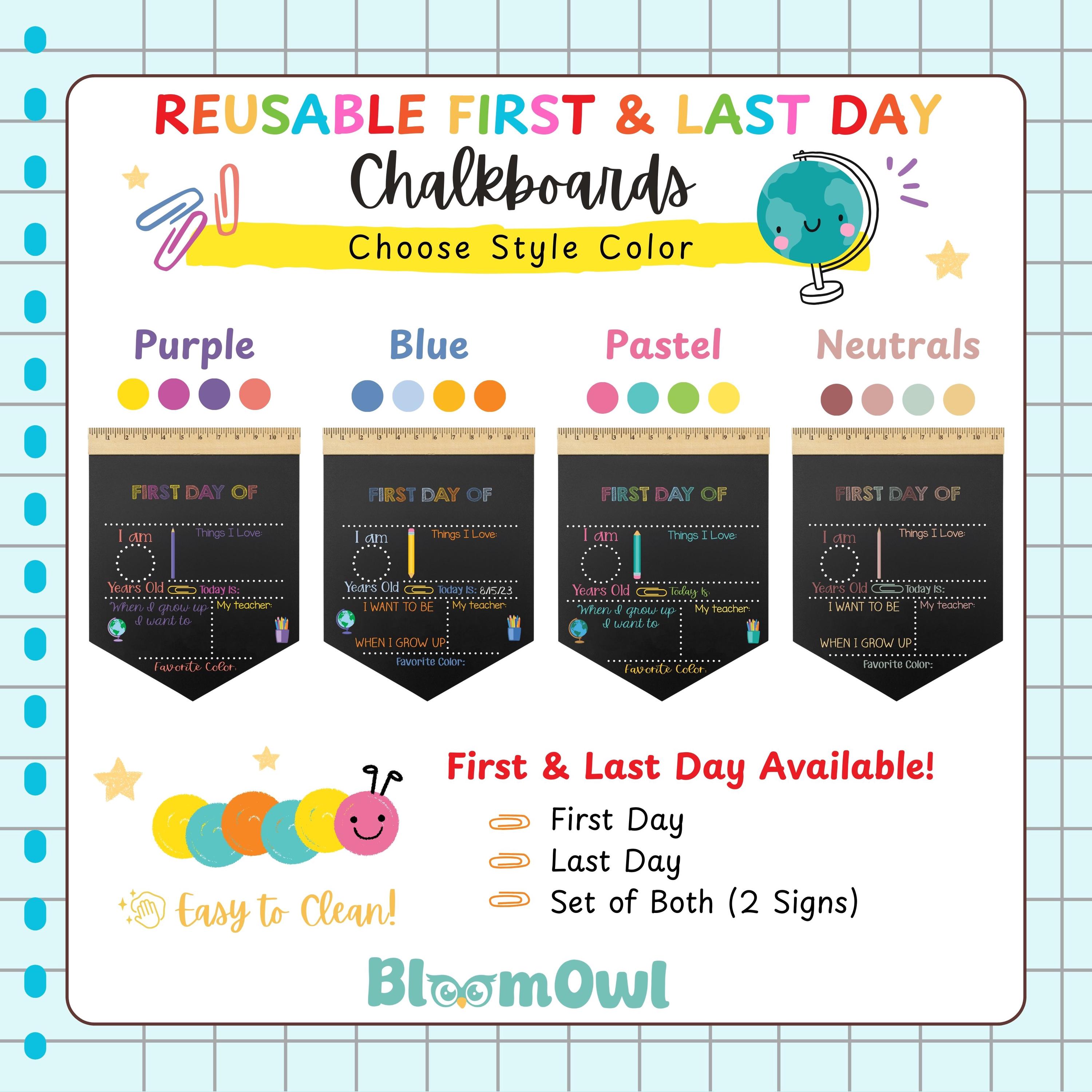 Back to School Chalkboard, First Day of School Sign,reusable 1st Day ...