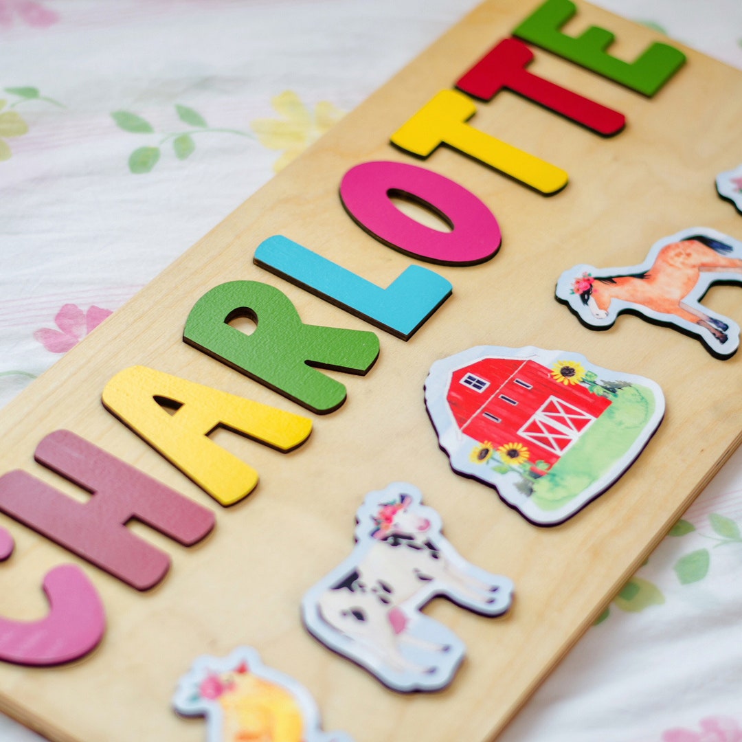 Farm Animal Name Puzzle Animals With Floral Crown Gift for - Etsy
