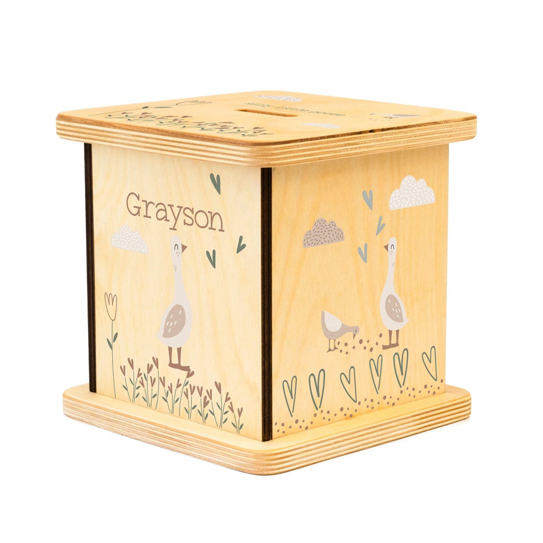 Wooden Piggy Bank for Kids, Personalized Gift, Silly Little Goose Bank ...