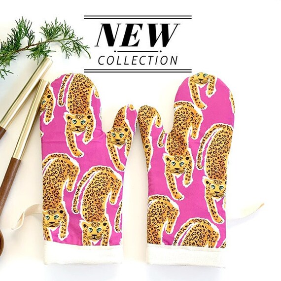 Cheetah Leopard Print Oven Mitts Jungle Print Boheme Fuchsia | Etsy