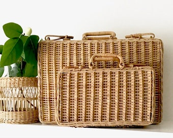 Wicker suitcase | Etsy
