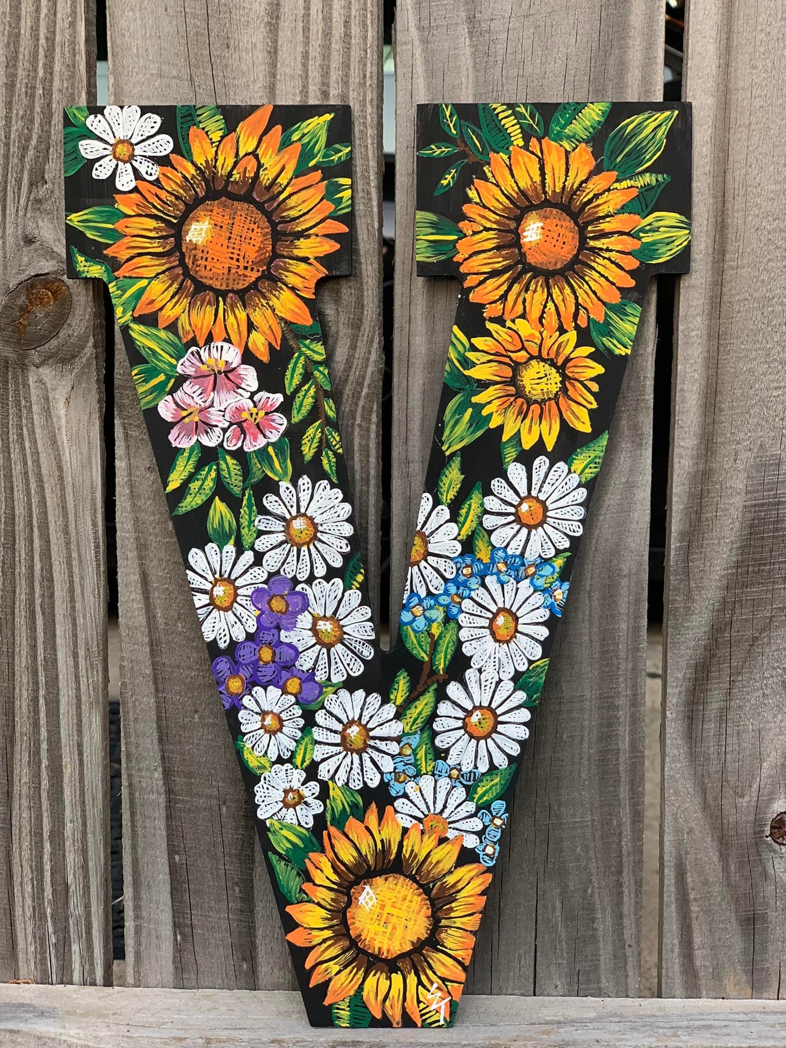 Colorful Hand Painted Wooden Letter With Your Choice of Design ...