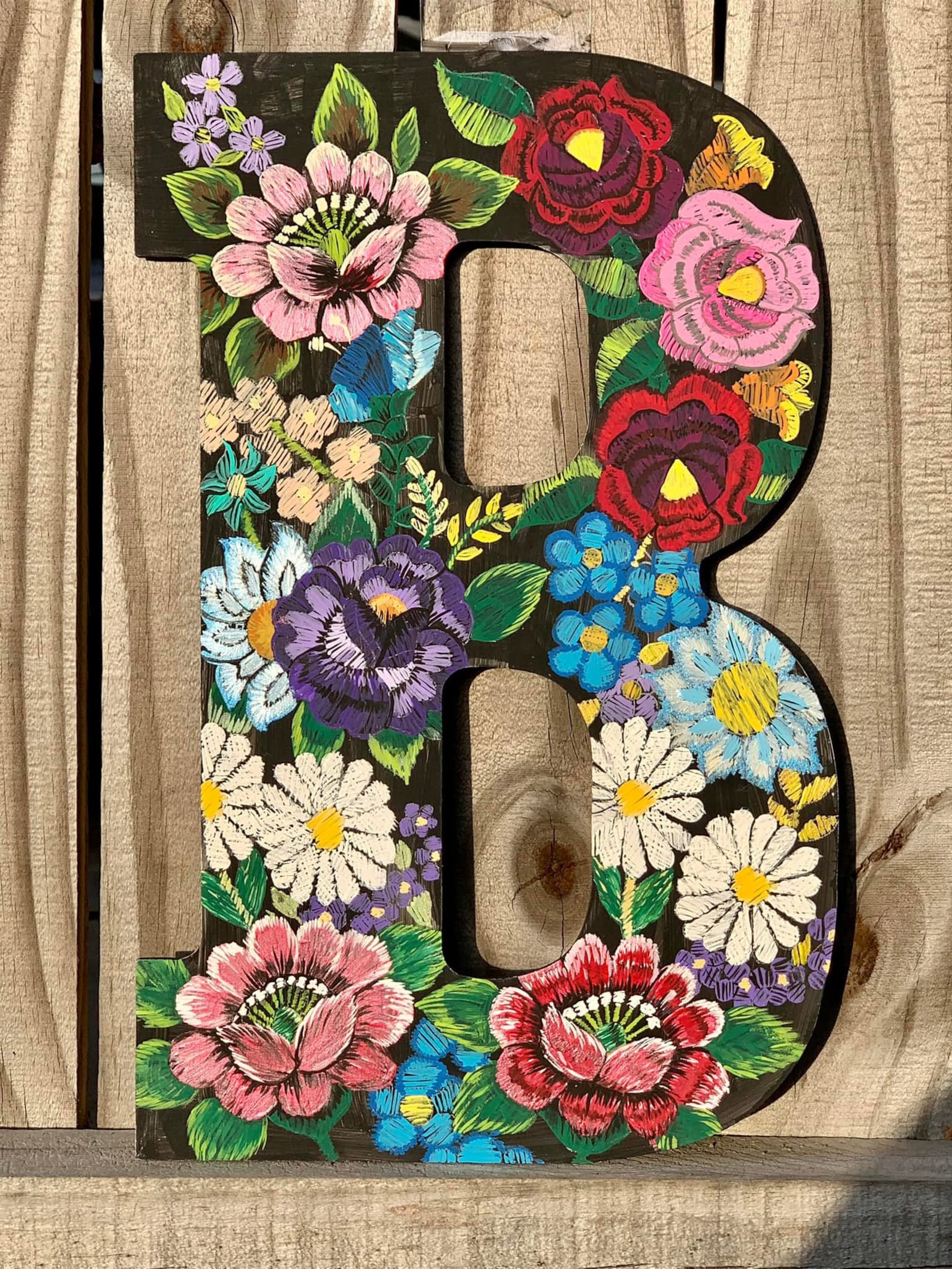 Colorful Hand Painted Wooden Letter With Your Choice of Design ...