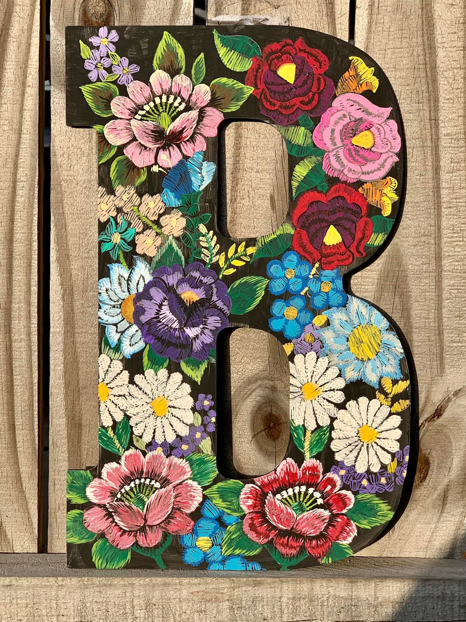 Colorful Hand Painted Wooden Letter With Your Choice of Design ...