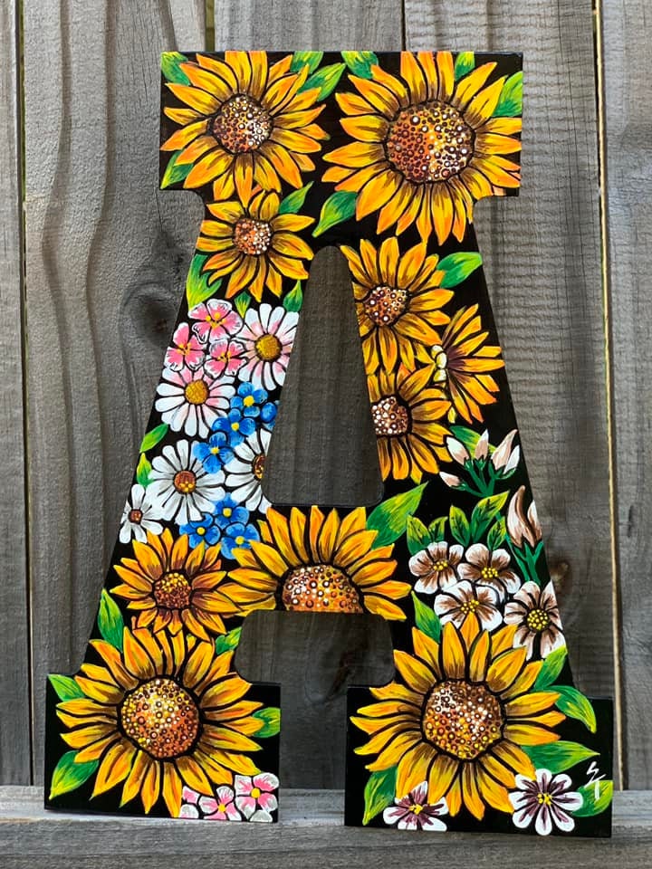 Colorful Hand Painted Wooden Letter With Your Choice of Design ...