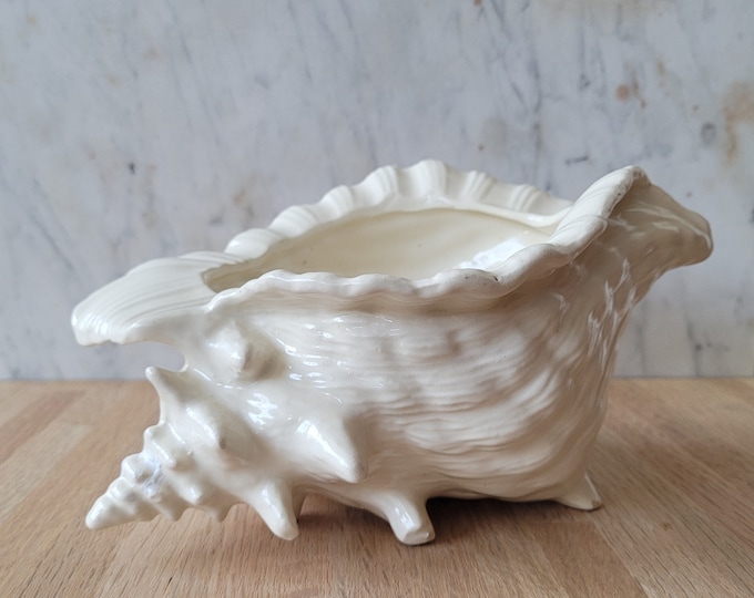 Vintage Ceramic White Conch Shell Planter - Etsy