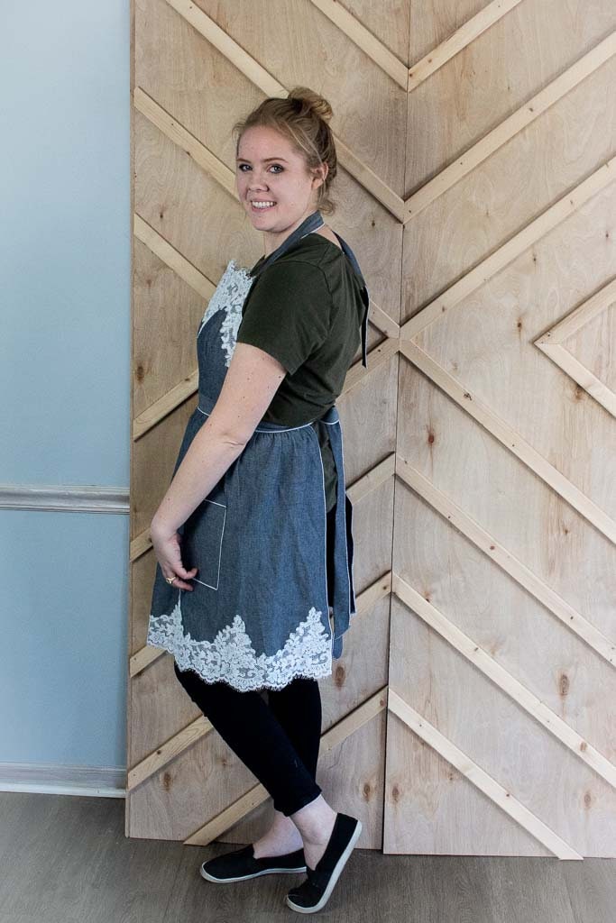 Fitted Lace and Denim Women's Apron With Adjustable Straps and Full ...