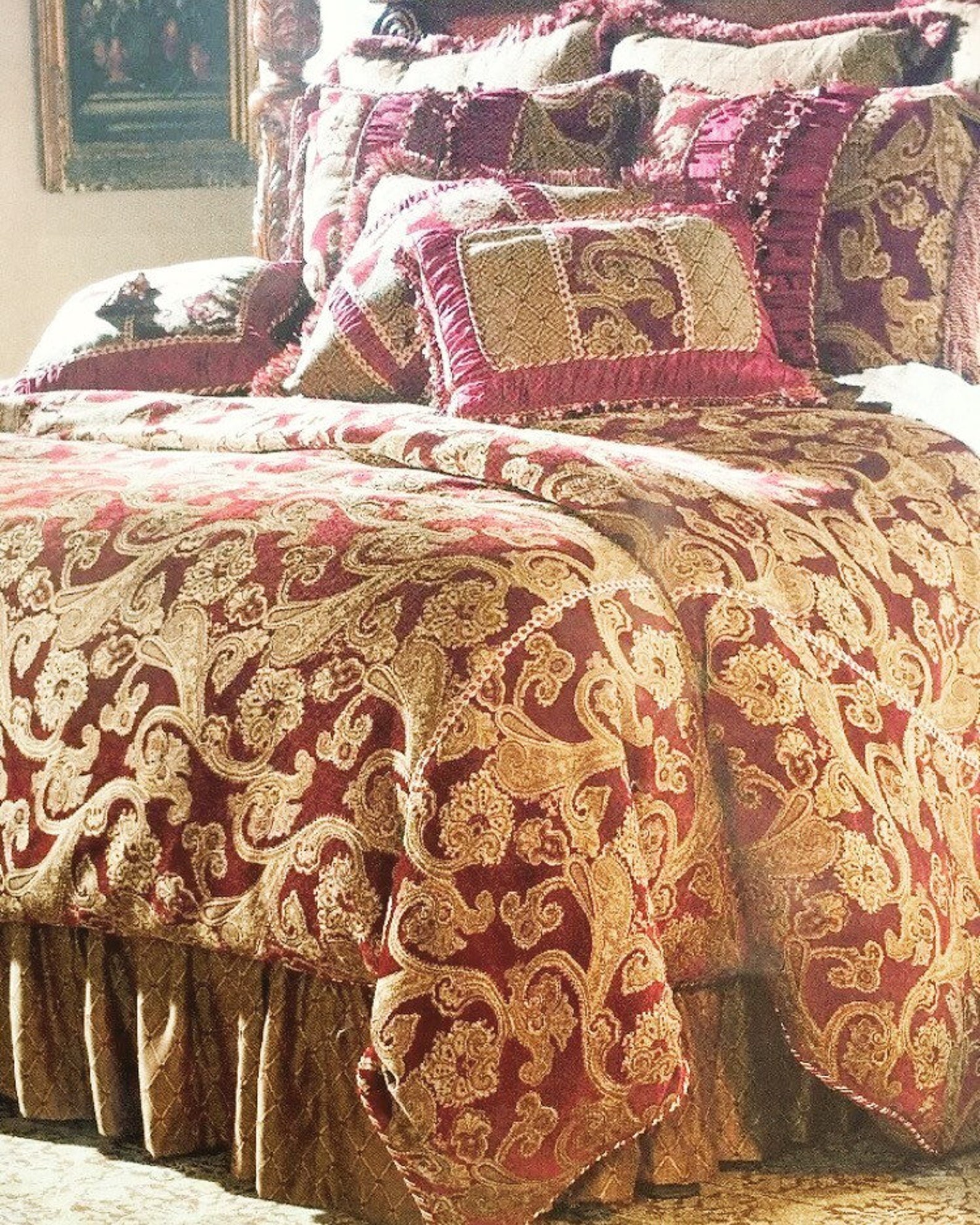 Handcrafted Dust Ruffle With 19 Inch Drop Bella Rose Collection as Seen ...