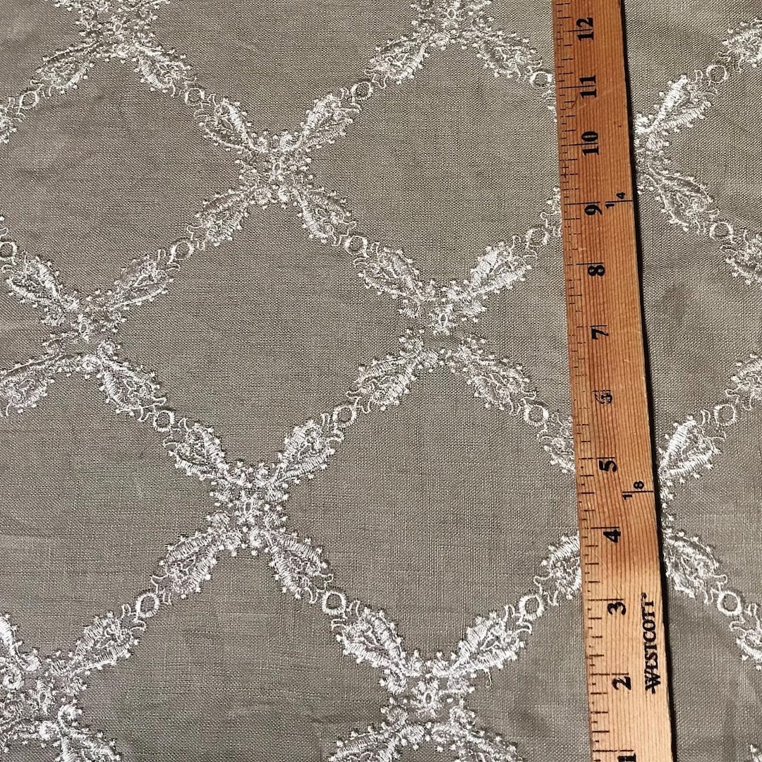 SALE Linen Embroidered Fabric Very Fine Linen for Home Decor or Apparel ...