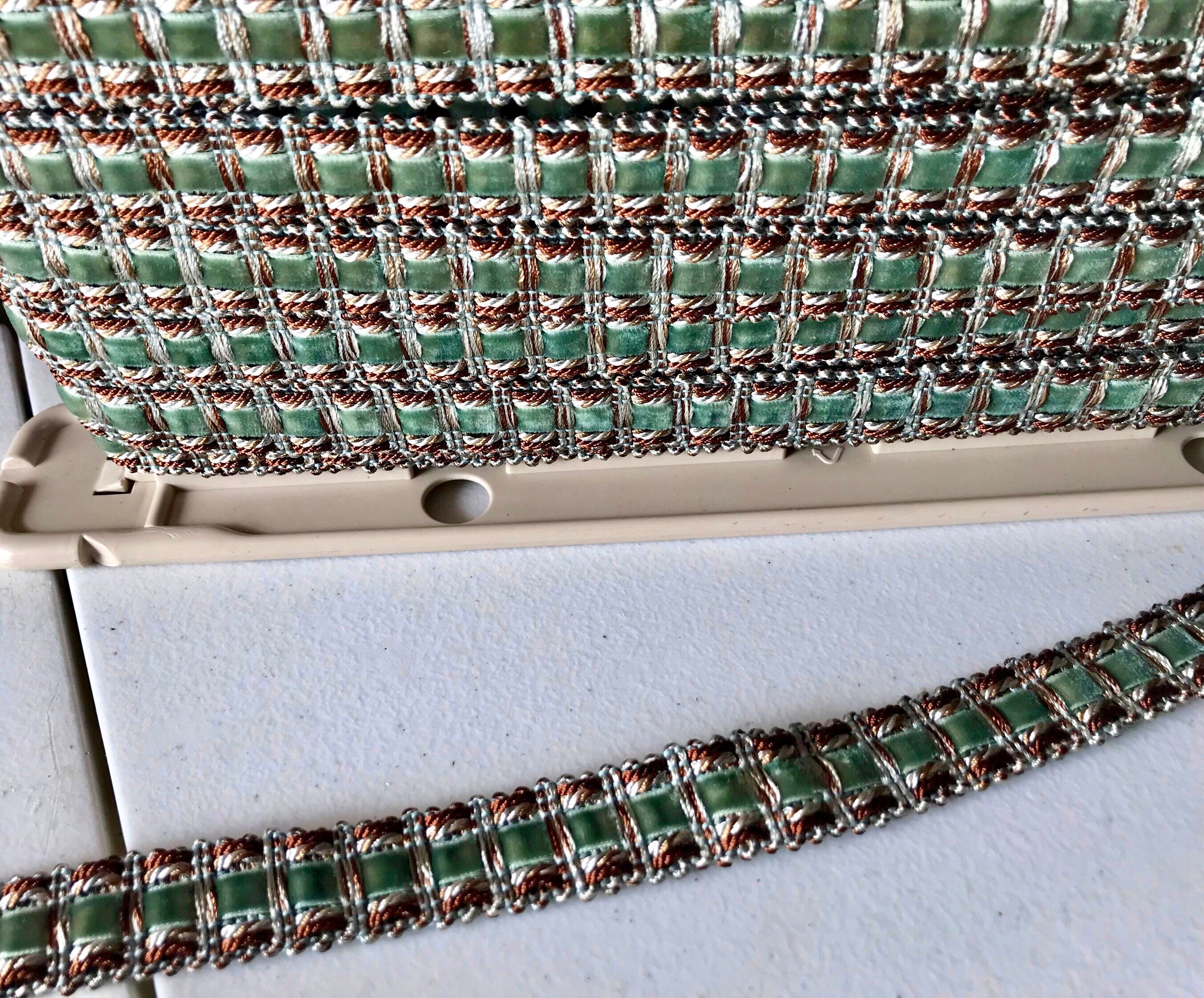 3/4 Velvet Trim Gimp Light Blue and Brown for Embellishing Pillows ...