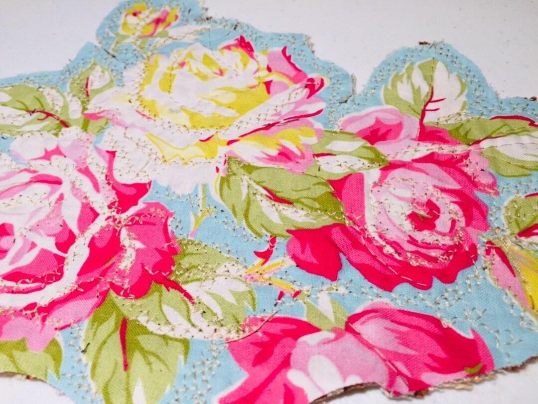 Shabby Chic Patch Embellishments Pink, Blue Floral Unique Cute Handmade ...