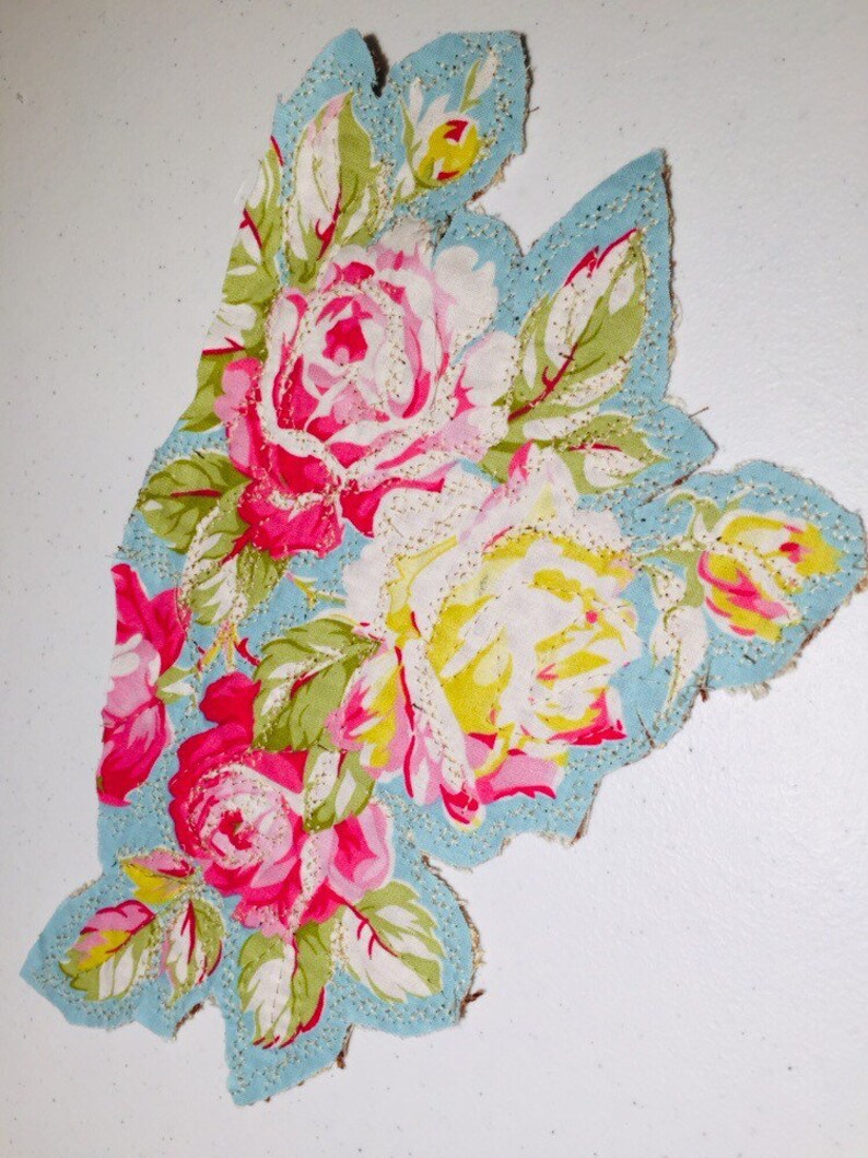 Shabby Chic Patch Embellishments Pink, Blue Floral Unique Cute Handmade ...
