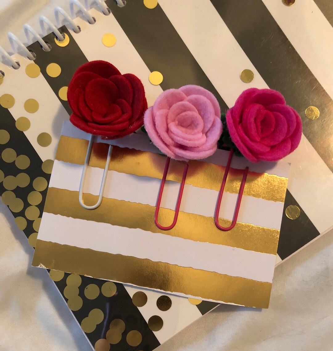 Felt Rose Set Journal Clips, Bible Clips, Stationery Clips, Planner ...