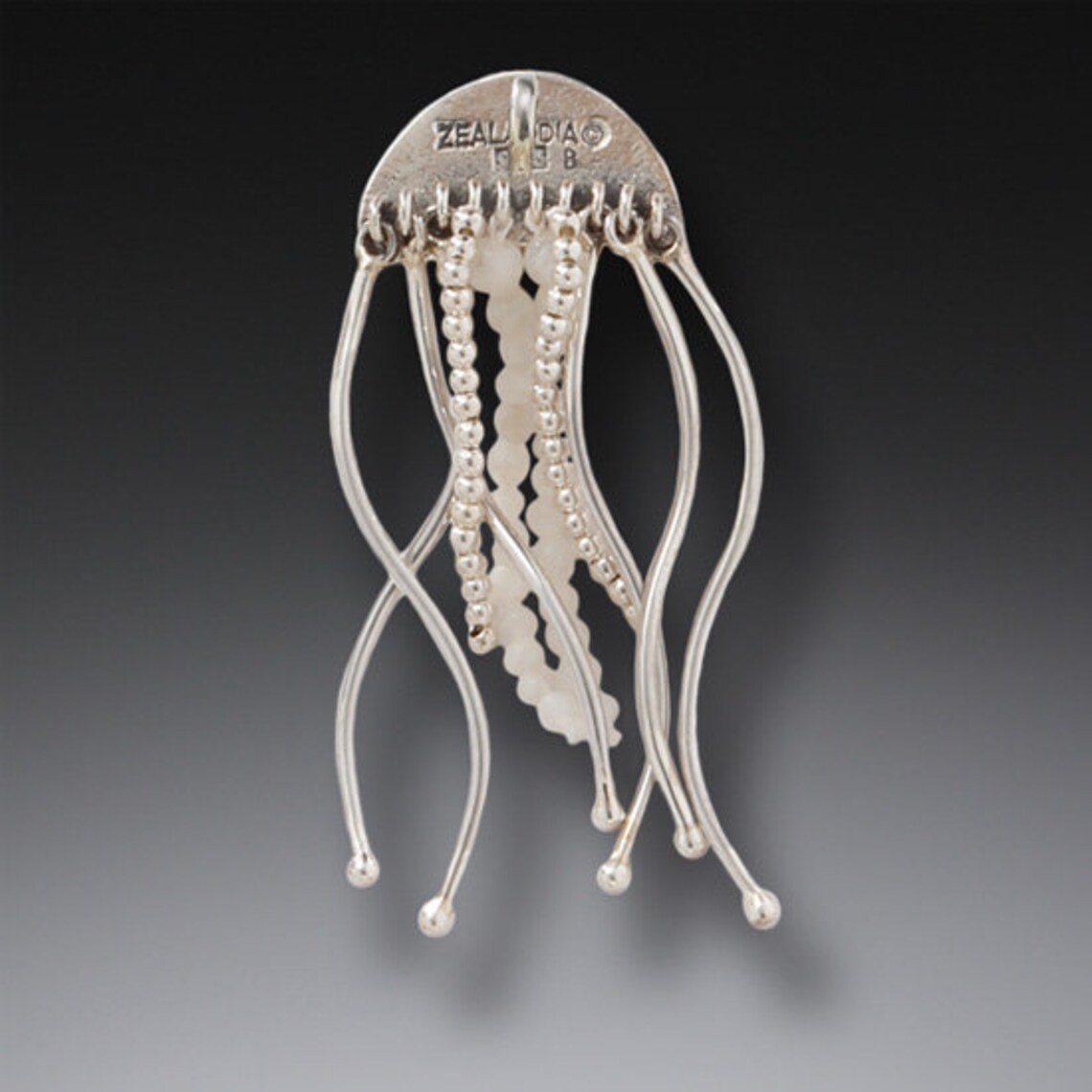 Sterling Silver Jelly Fish Pendant - Hand Carved Indonesian Cow Bone ...