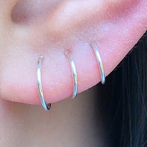 Tiny Silver Hoop Earrings Small Sterling Silver Hammered - Etsy