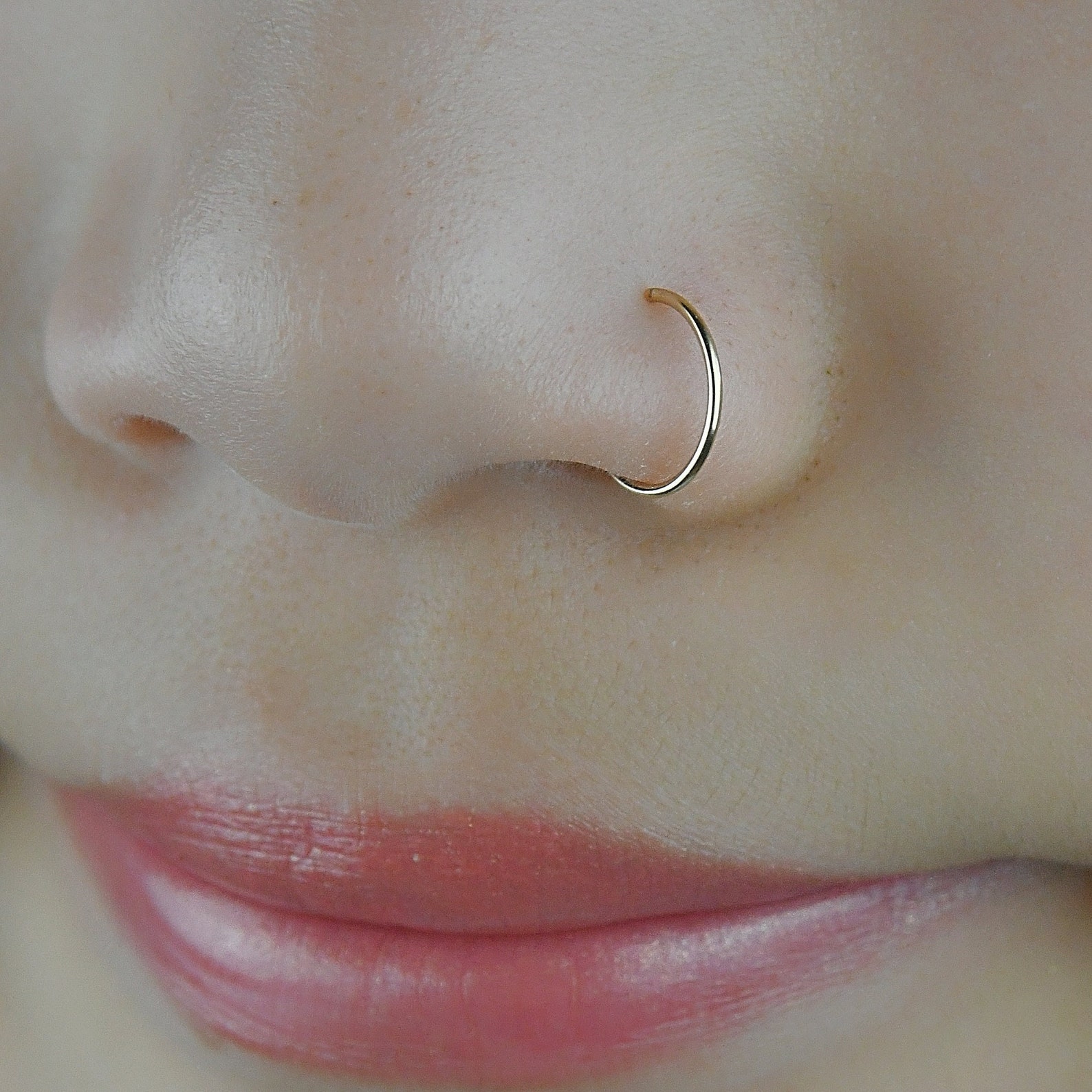 Nose Ring Hoop Gold Stud Small Piercing Ring Tiny Thin - Etsy
