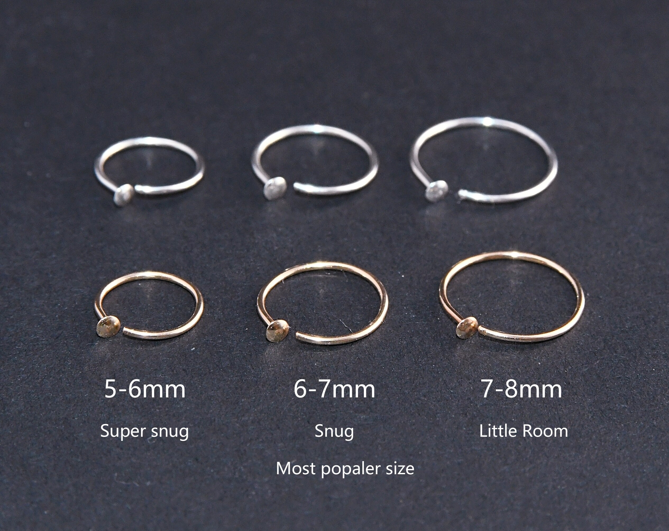 Nose Ring Hoop Gold Stud Small Piercing Ring Tiny Thin - Etsy