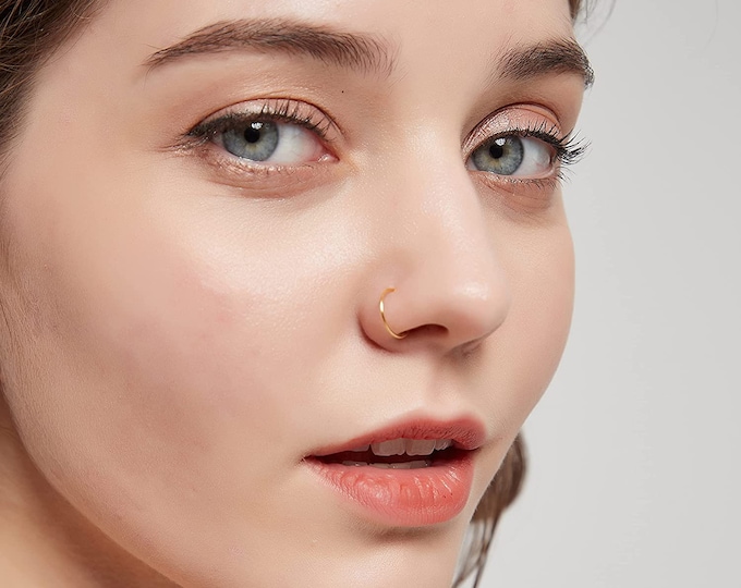 Sterling Silver Nose Ring Hoop,gold Nose Piercing,small Nose Hoop,thin ...