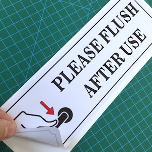 2 Pack 9" X 3" - Please Flush After Use - Washroom Restroom Toilet ...