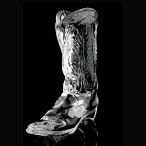 5" Crystal Glass Boot, Ralph Lauren Style Cowboy Boot, Vintage Glass ...