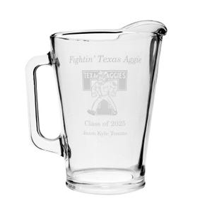 Engraved 60oz Pitcher, Etched Celebration Beer Jug, Customized Aggie ...