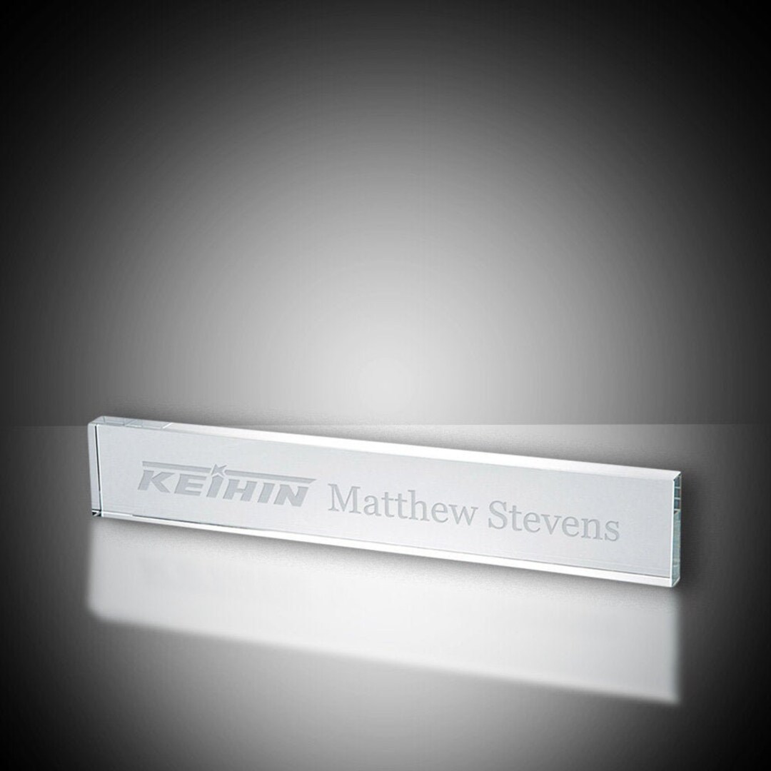 Engraved Crystal Desk Executive Name Plate - Etsy